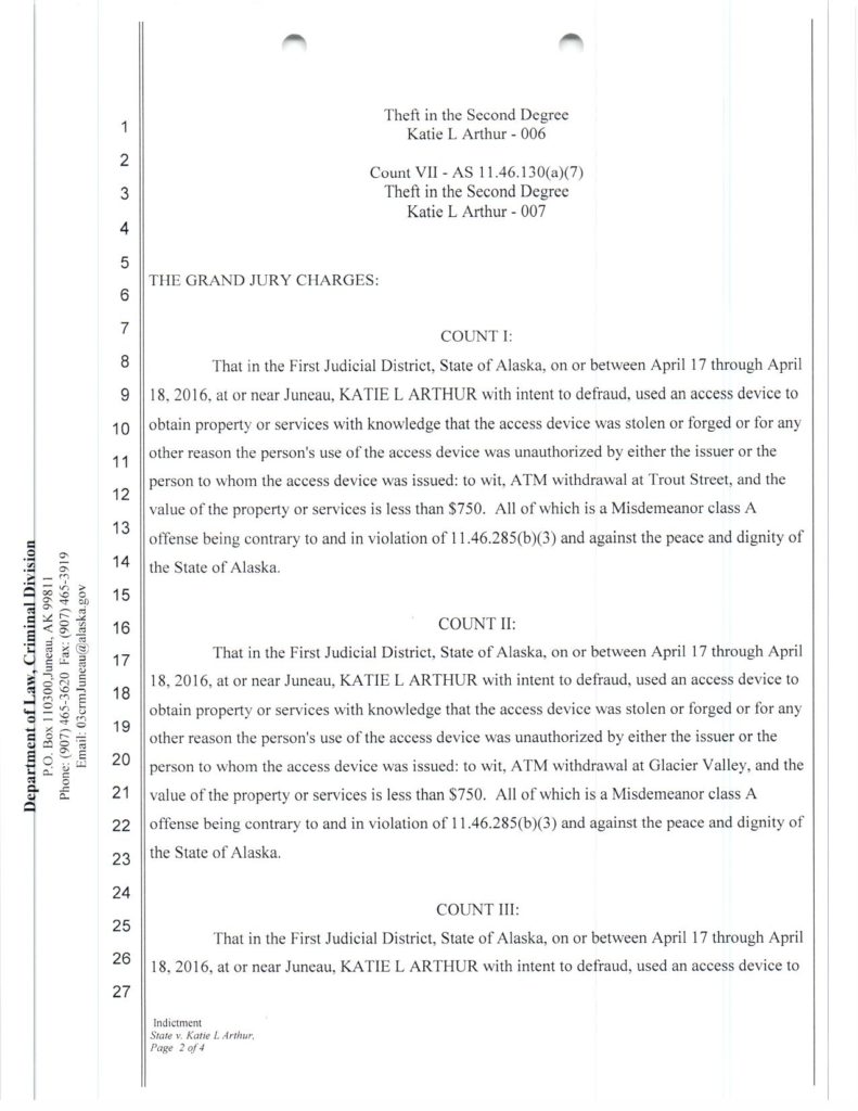 Grand jury indicts two for PFD, debit card fraud | Juneau Empire