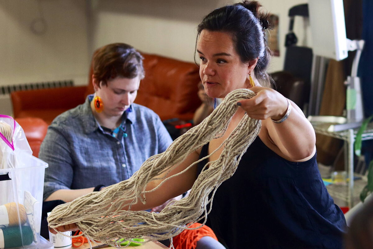 Spinning the first threads of two Alaska Native Pride Robes | Juneau Empire