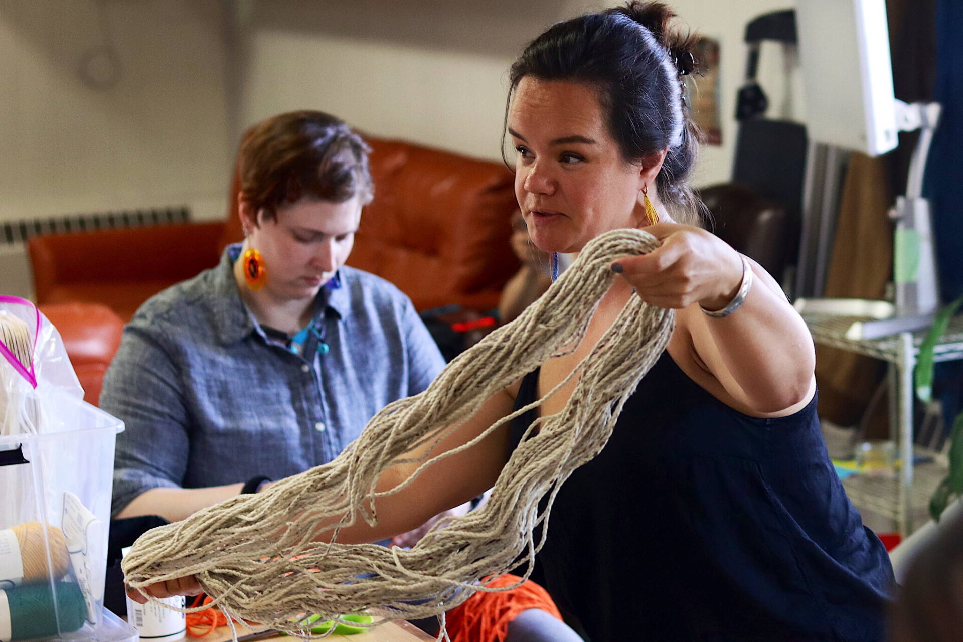 Spinning the first threads of two Alaska Native Pride Robes | Juneau Empire