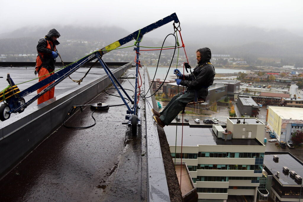 Rappelling the dirt and slime from the State Office Building | Juneau ...
