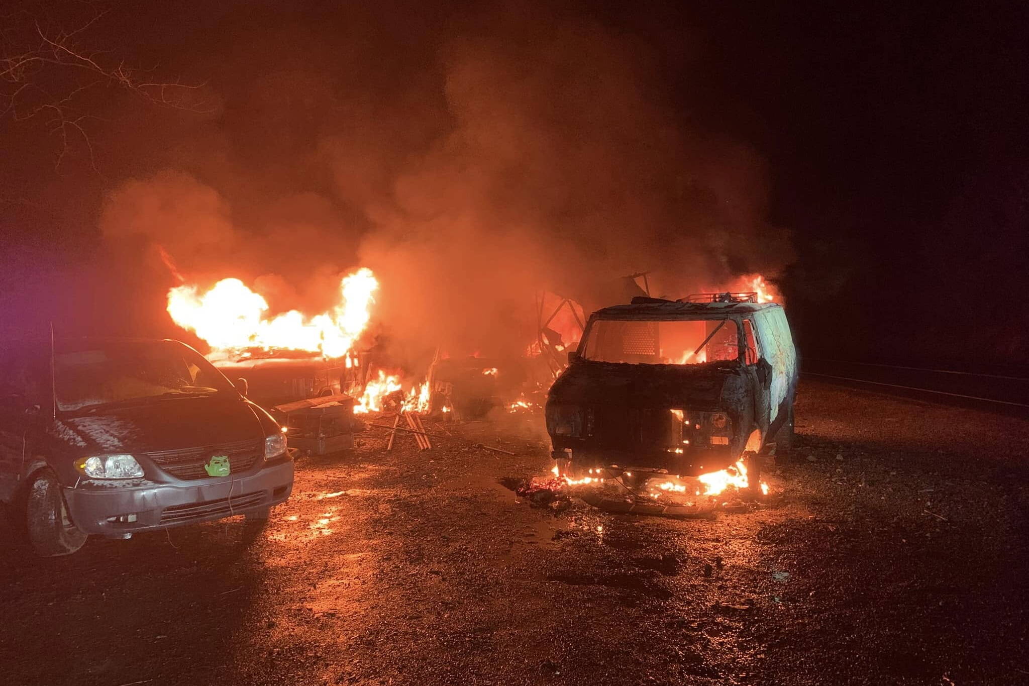 Multiple vehicles consumed by fire at Mile 30 Glacier Highway | Juneau ...